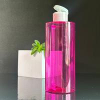 China Custom Supply Red Clear PET Plastic Lotion Bottle with Press Disc Cap and 300/400/500ml Capacity for sale