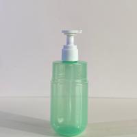 China 300ml Capacity Transparent Green PET Pump Dispenser Bottle for Cosmetic Lotion with Custom Logo for sale