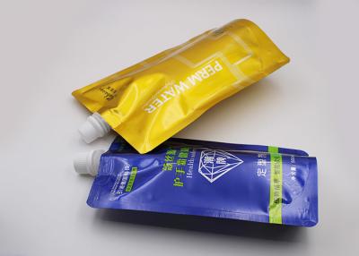 China Portable Aluminum Foil Liquid Spout Stand Up Bags PE Receipe Grade for sale