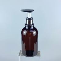 China 500ml Semi-Transparent Brown PET Plastic Bottle Press Pump for Cream Shower Gel Hair Care Screw Cap for Cosmetics Packaging for sale
