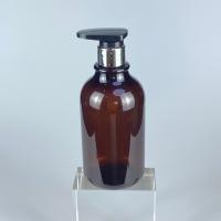 China 500ml Semi-Transparent Brown PET Plastic Bottle Press Pump for Cream Shower Gel Hair Care Screw Cap for Cosmetics Packaging for sale