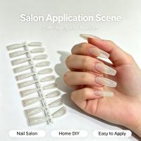 China Coffin ABS Nail Tips, Clear Full Cover False Nails for Salon Nail Extension DIY Nail Art and Bulk Supply for sale
