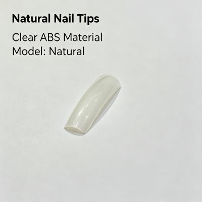 China Natural ABS Almond Shape Full Cover False Nails Clear Finger Nail Tips for Nail Art Salon Use and Bulk Supply for sale