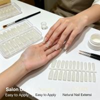 China Natural ABS Almond Shape Full Cover False Nails Clear Finger Nail Tips for Nail Art Salon Use and Bulk Supply for sale