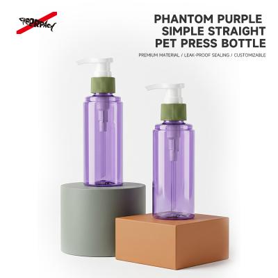 China Transparent Purple PET Pump Bottle Empty Lotion Dispenser Bottle Custom Color Cosmetic Packaging Container for Shampoo Body Wash for sale