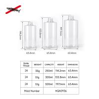 China 250ml 300ml 500ml PET Lotion Pump Bottle | Cosmetic Shampoo Packaging Supplier | Multi-size cylinder PET bottle, 24 thread neck, leak-proof. Custom color & logo for shampoo, body wash, skincare liquid for sale