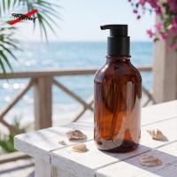 China 500ml Amber PET Lotion Pump Bottle | Cosmetic Shampoo Packaging Supplier | Thickened base, leak-proof. Custom logo & color for shampoo, body wash, skincare liquid. Bulk wholesale, flexible MOQ. for sale