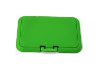 China Green Plastic Wet Tissue Wipe Box Flip Top Cap Length 79.5mm for sale