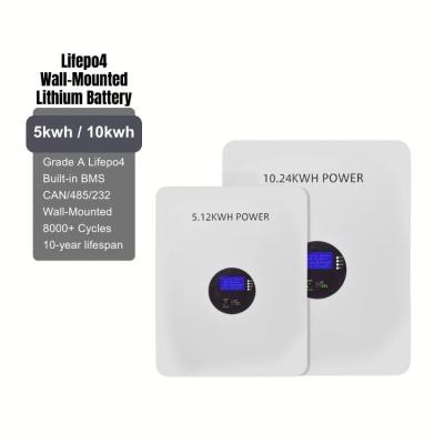 China Safe 5KWH Lifepo4 Battery Wall Mounted Energy Storage Battery Space Saving for sale