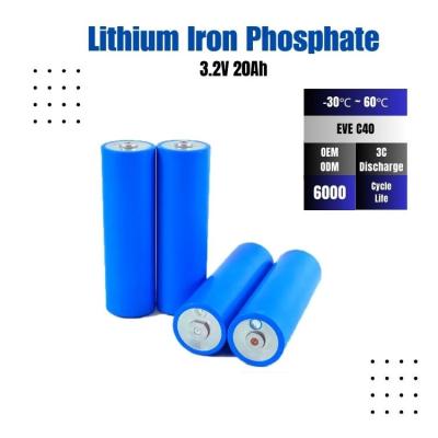 China EVE Lithium Batteries C40 3.2v 20ah Lifepo4 Cell 8000 LiFePo4 Battery Cell for sale