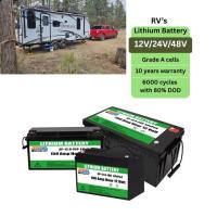 China High Capacity Lithium Motorhome Batteries 12V 24V 48V Lifepo4 Camper Battery for sale