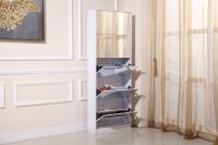 China White Wood Large Capacity Shoe Cabinet With Full Length Mirror For Apartment for sale