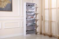 China White Wood Large Capacity Shoe Cabinet With Full Length Mirror For Apartment for sale