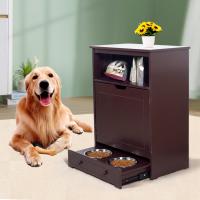 China E1 MDF Board Pet Feeder Station Cabinet 580x340x820CM With 2 Stainless Steel Basins for sale
