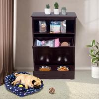 China E1 MDF Board Pet Feeder Station Cabinet 580x340x820CM With 2 Stainless Steel Basins for sale