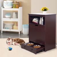 China E1 MDF Board Pet Feeder Station Cabinet 580x340x820CM With 2 Stainless Steel Basins for sale