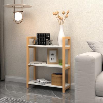 China Three Tier Wooden Storage Rack White For Bedroom / Living Room / Office / Kitchen for sale