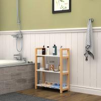 China Three Tier Wooden Storage Rack White For Bedroom / Living Room / Office / Kitchen for sale