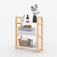 China Three Tier Wooden Storage Rack White For Bedroom / Living Room / Office / Kitchen for sale