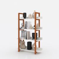 China Four Tier Wooden Storage Rack Glaze For Bedroom Living Room Office Kitchen for sale