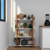 China Four Tier Wooden Storage Rack Glaze For Bedroom Living Room Office Kitchen for sale