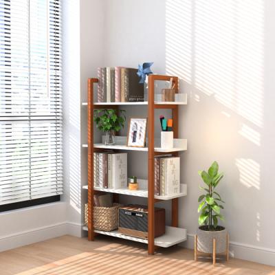 China Four Tier Wooden Storage Rack Glaze For Bedroom Living Room Office Kitchen for sale