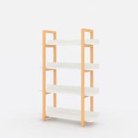 China Four Tier Wooden Storage Rack White MDF Panel Modern Style W80*D30*H120CM for sale