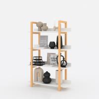 China Four Tier Wooden Storage Rack White MDF Panel Modern Style W80*D30*H120CM for sale