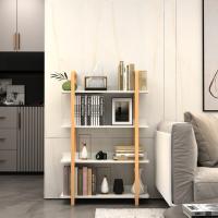 China Four Tier Wooden Storage Rack White MDF Panel Modern Style W80*D30*H120CM for sale