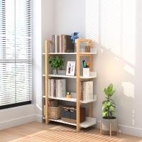 China Four Tier Wooden Storage Rack White MDF Panel Modern Style W80*D30*H120CM for sale
