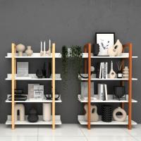 China Four Tier Wooden Storage Rack White MDF Panel Modern Style W80*D30*H120CM for sale