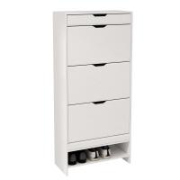 China Three Layer MDF Shoe Wooden Cabinet With Shoe Rack Door Space Saver for sale