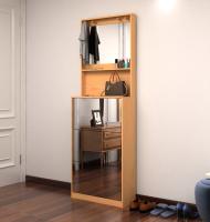 China Living Room MDF Mirror Shoe Cabinet With Storage Layer / hooks for sale