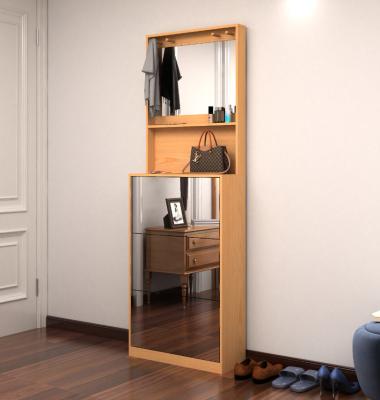 China Living Room MDF Mirror Shoe Cabinet With Storage Layer / hooks for sale