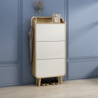 China Simple and fashionable line design, large capacity wooden color matching shoe cabinet for sale