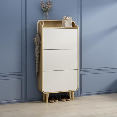 China Simple and fashionable line design, large capacity wooden color matching shoe cabinet for sale