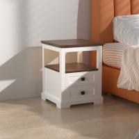 China White Wooden Nightstand with Drawers in Bedroom for sale