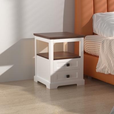 China White Wooden Nightstand with Drawers in Bedroom for sale