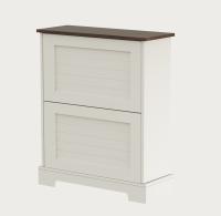 China White 2-bucket Striped Panel Shoe Cabinet for Entryway for sale