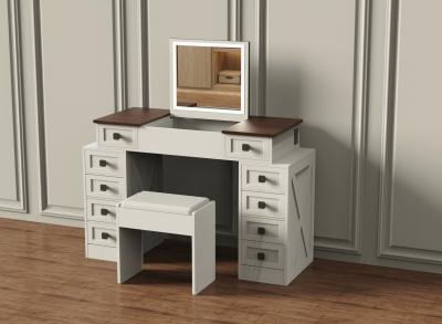 China Nobel Style Wooden Makeup Dressing Tables Set With Flip-up Mirror for sale