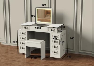 China Nobel Style Wooden Makeup Dressing Tables Set With Flip-up Mirror for sale