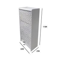 China White Wooden Diamond Design  3 Bucket Storage Shoe Cabinet for sale