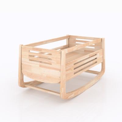 China Finger Joint Rubber wood adjustable baby bed for sale