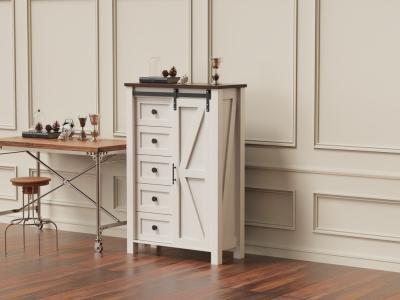 China White Multifunctional Living Room Storage Cabinet with 5 Drawers and 1 Door for sale