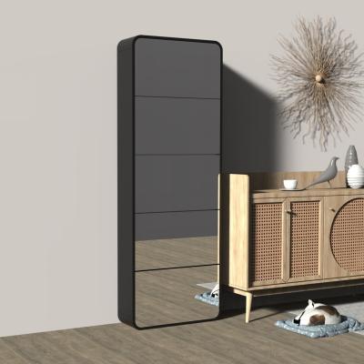China Black Wooden Elbow Single Layer 5 Bucket Shoe Cabinet with Mirror for sale