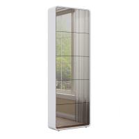 China White Wooden Elbow Single Layer 5 Bucket Shoe Cabinet with Mirror for sale