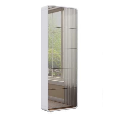 China White Wooden Elbow Single Layer 5 Bucket Shoe Cabinet with Mirror for sale