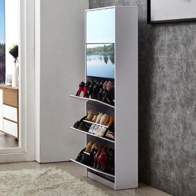 China 5-Flip drawers mirror shoe cabinet large storage shoe organizer for entryway for sale