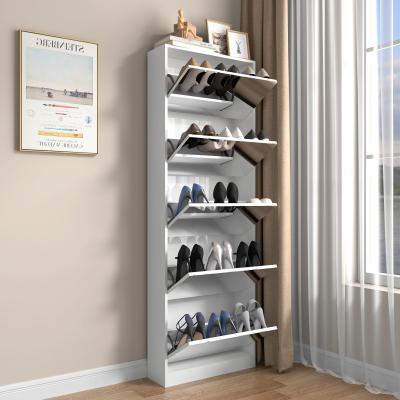 China 5-layers Flip-up drawers mirror shoe cabinet large storage shoe organizer for entryway for sale