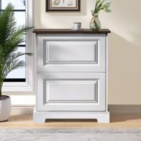 China 2 Flip-drawers Farmhouse Design Shoe cabinet with double shoe rack for sale